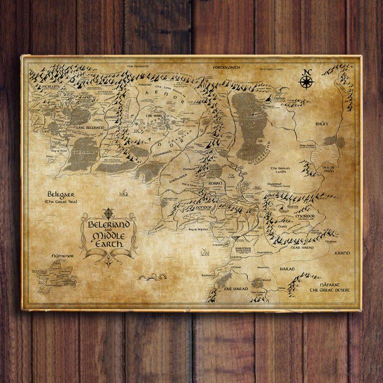 Lord of The Rings Vintage Middle Earth Beleriand Map