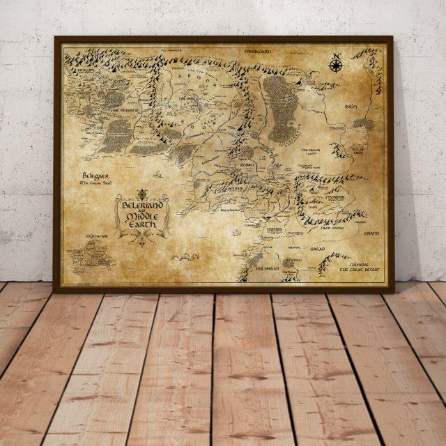 Lord of The Rings Vintage Middle Earth Beleriand Map