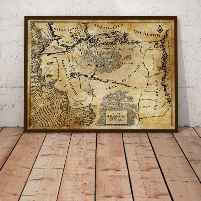 Lord of The Rings Vintage Middle Earth Beleriand Map and Lands To The North